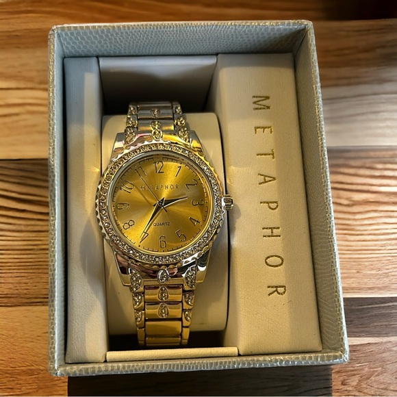Metaphor | Accessories | New Metaphor Gold Tone Crystal Watch Never ...